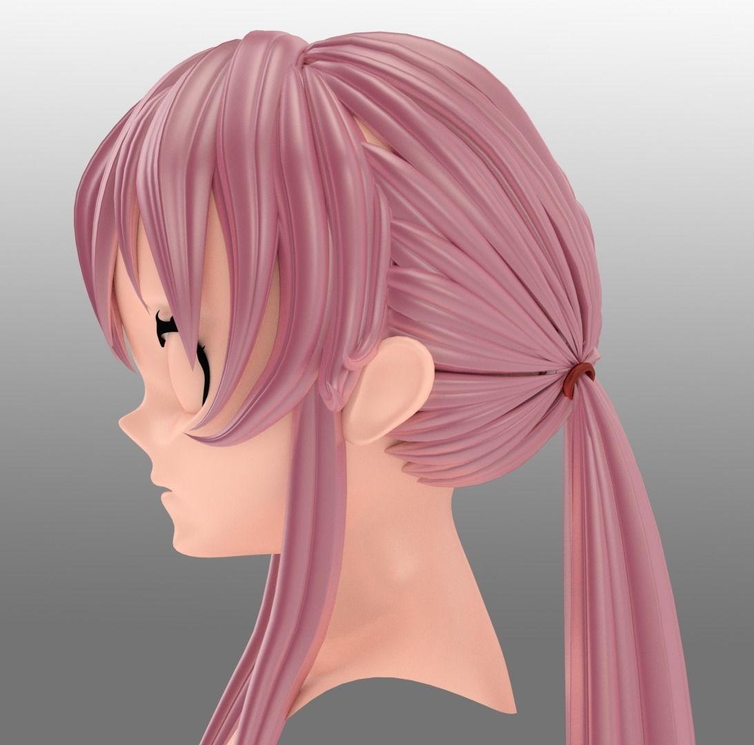Yuno gasai hair style 3D model | CGTrader