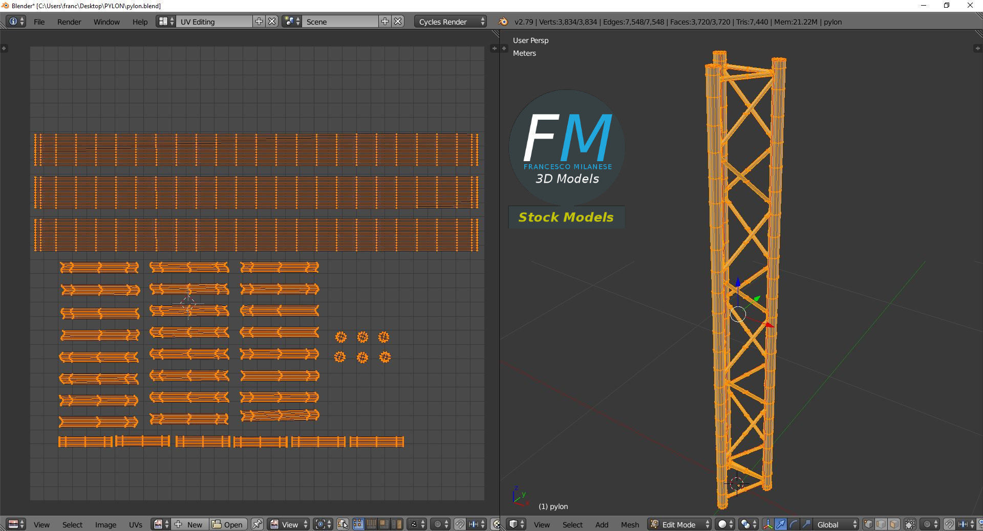 Pylon metal truss 3D model | CGTrader