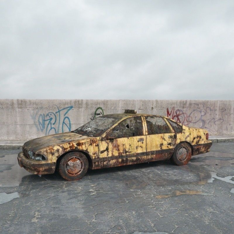 destroyed car 001 am165 3D model | CGTrader