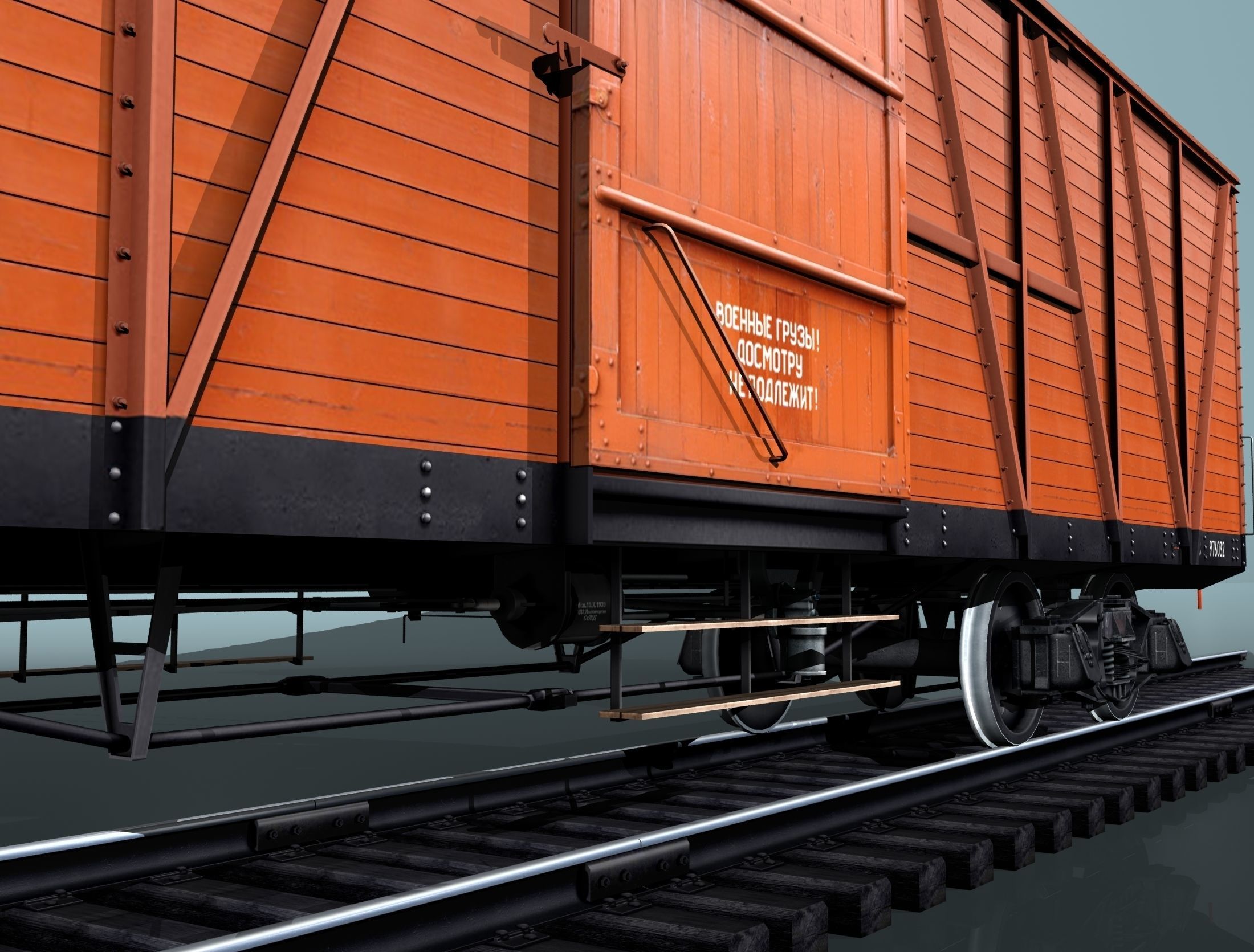 3D model covered boxcar equipped with a hand brake VR / AR / low-poly ...