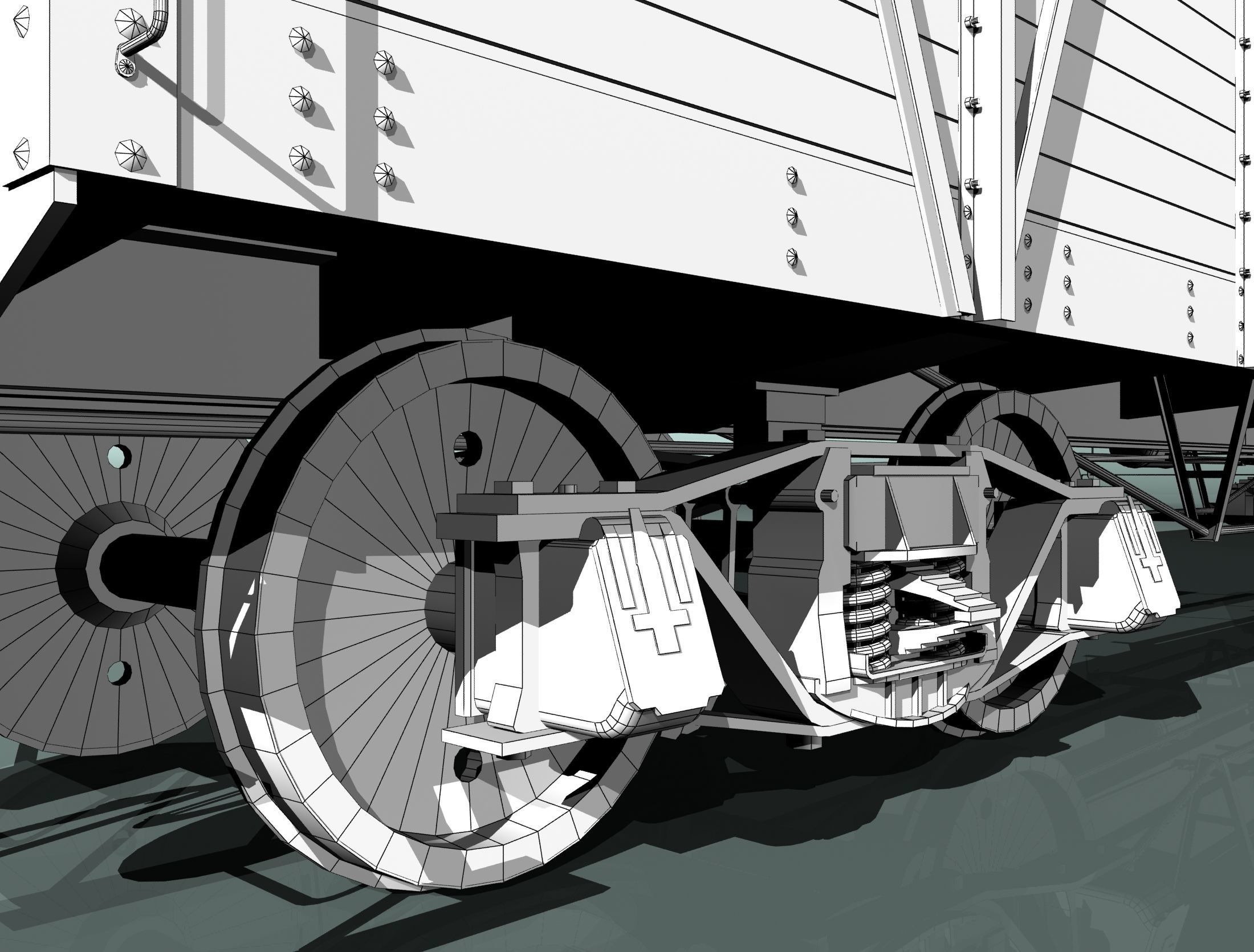 3D model covered boxcar equipped with a hand brake VR / AR / low-poly ...