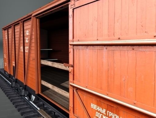 3D model covered boxcar equipped with a hand brake VR / AR / low-poly ...
