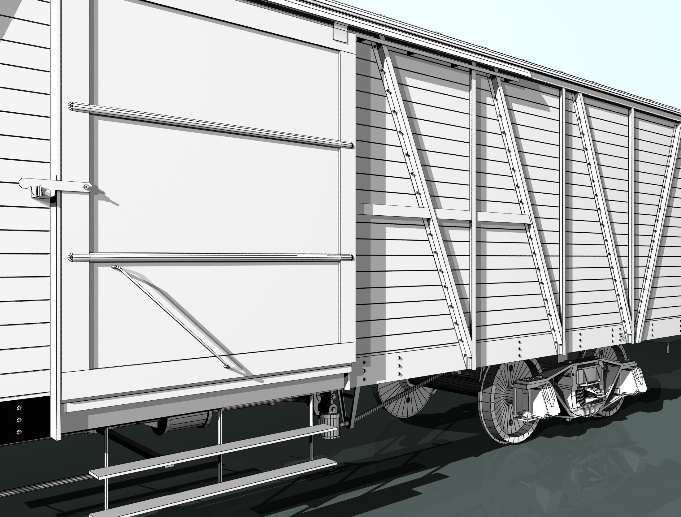 3D model covered boxcar equipped with a hand brake VR / AR / low-poly ...