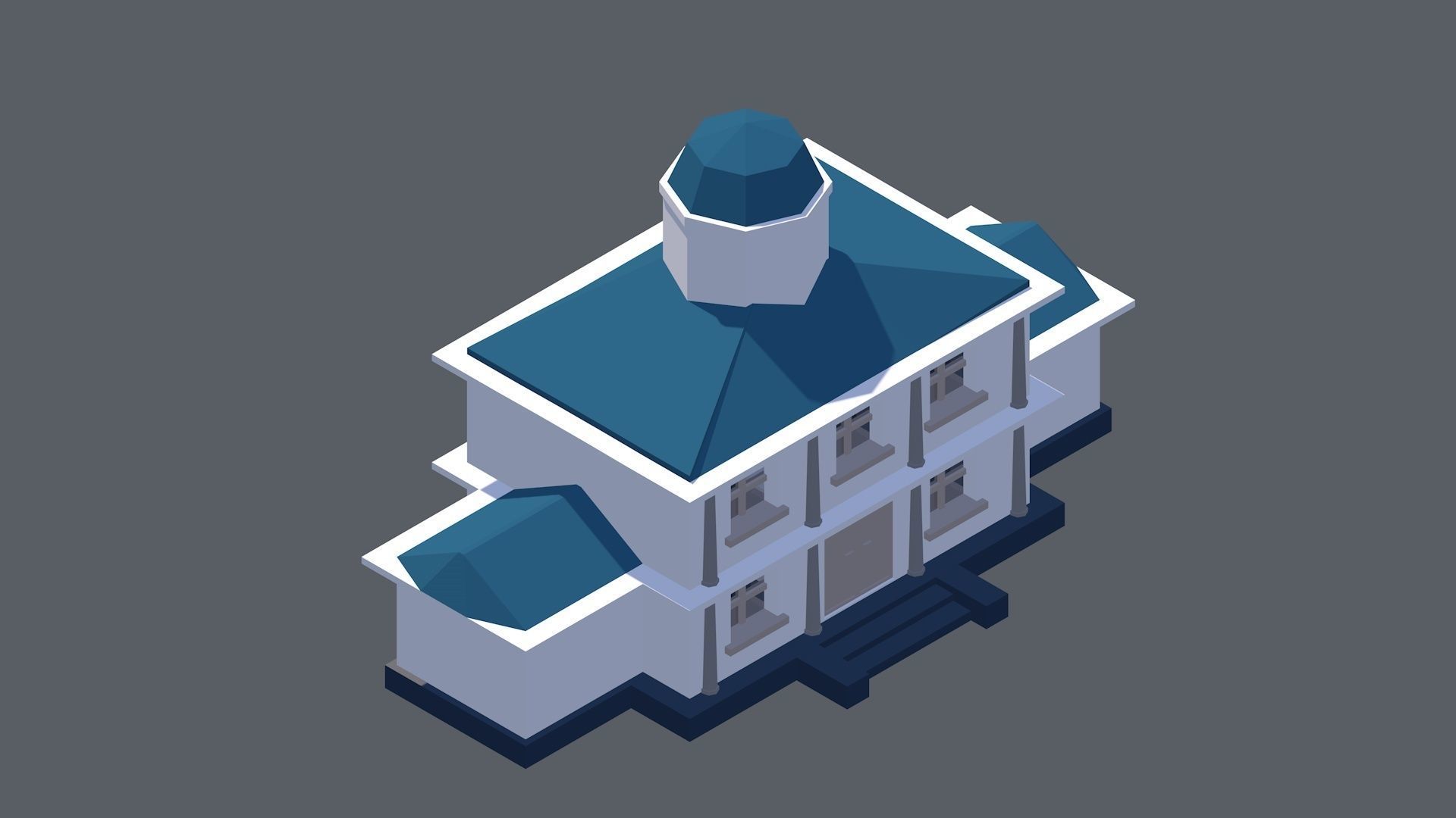 Low polygon town hall city hall building for games or 3D project free ...