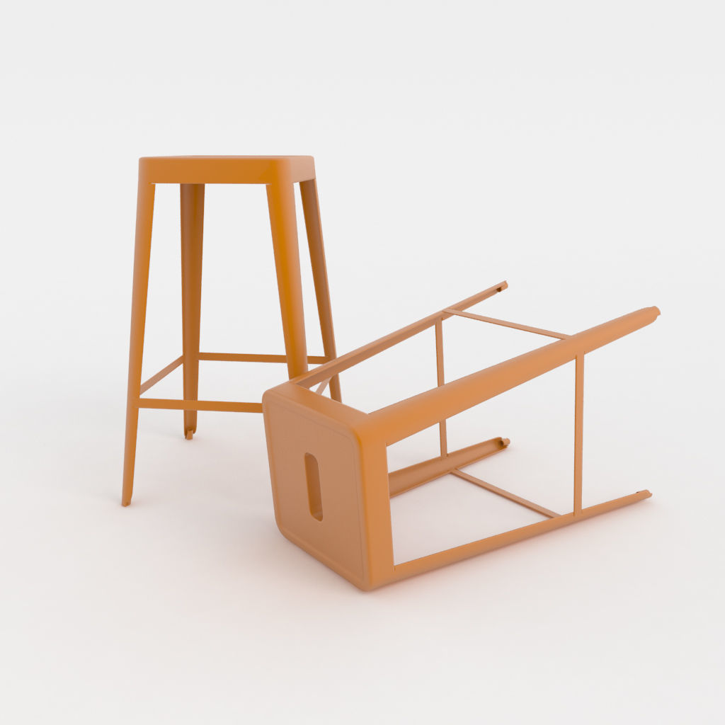 Orange metal bar stool 3D model | CGTrader