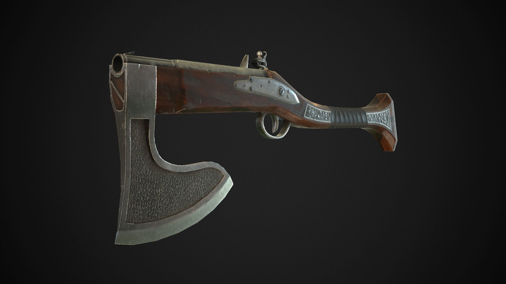 3D model Flintlock Axe-Gun - model and textures VR / AR / low-poly ...