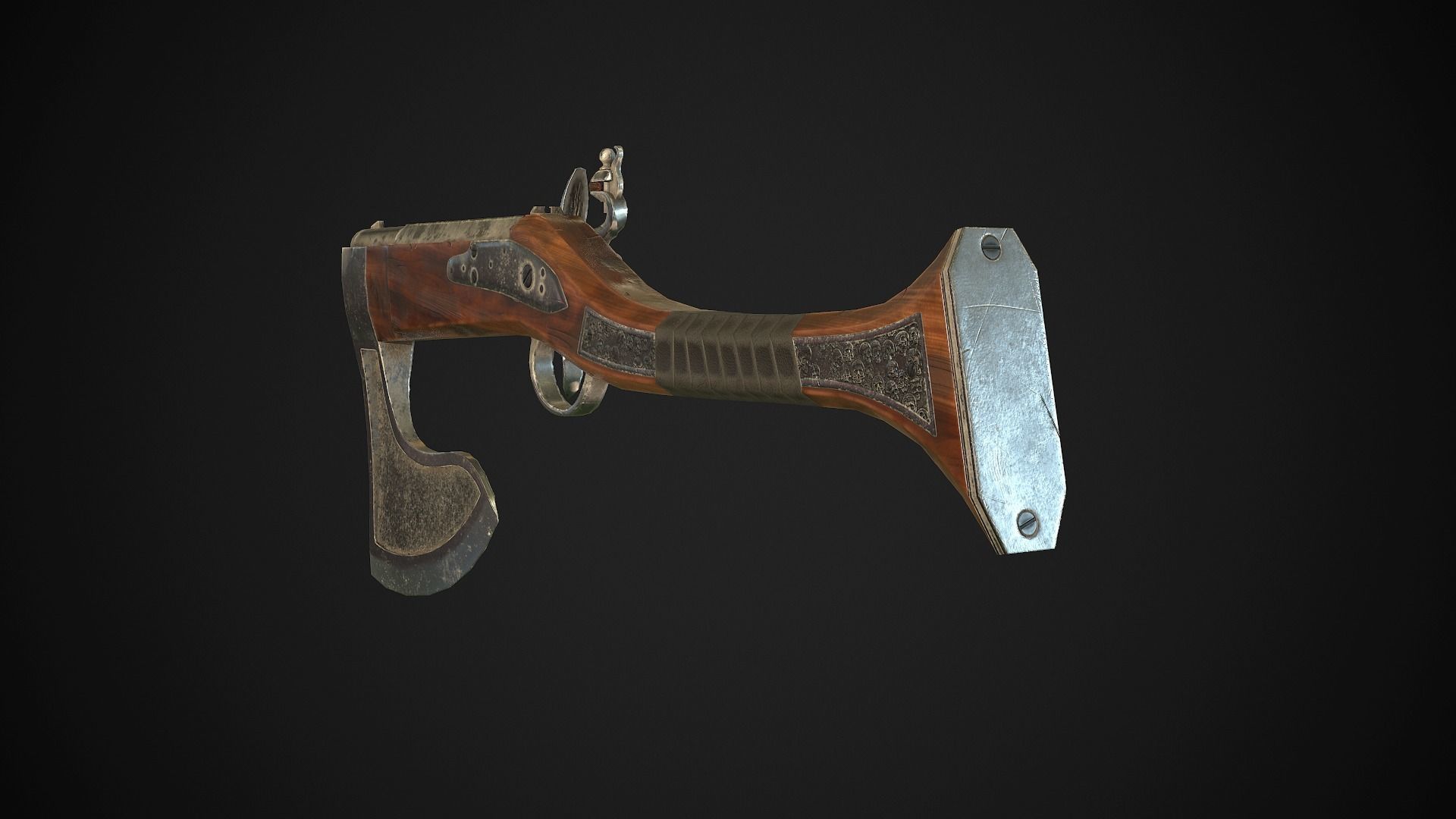 3D model Flintlock Axe-Gun - model and textures VR / AR / low-poly ...