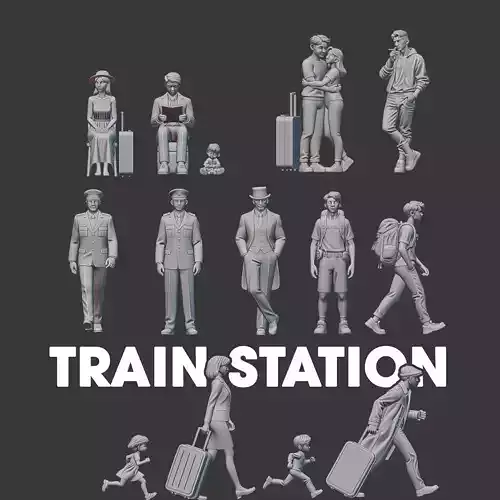Train Station Diorama Figures 3D model 3D printable | CGTrader