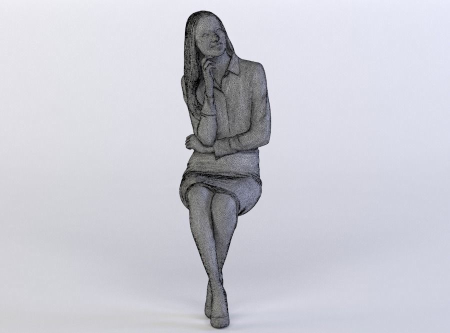 Janna 0382 Woman sitting, looking up 3D model | CGTrader