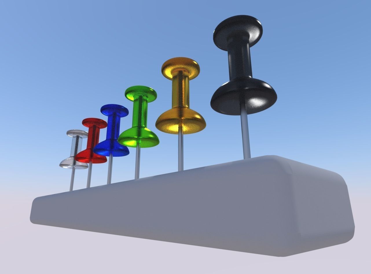 Office needle-pins in different colors 3D model | CGTrader