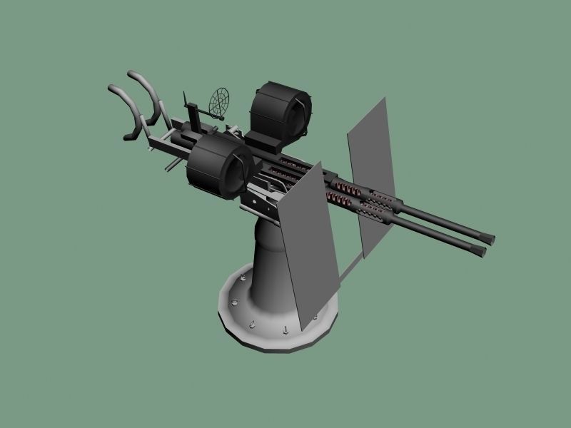 Oerlikon 20mm twin anti-aircraft gun - WWII 3D model | CGTrader