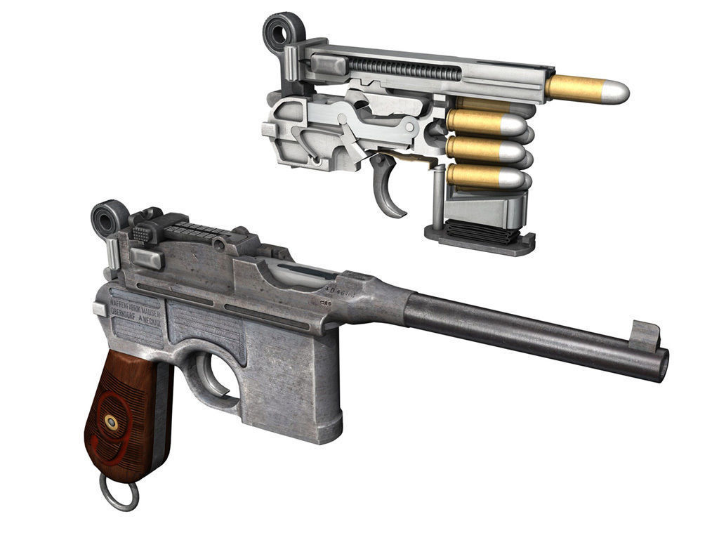 Mauser C96 Broomhandle - M1916 - Red 9 3D model | CGTrader