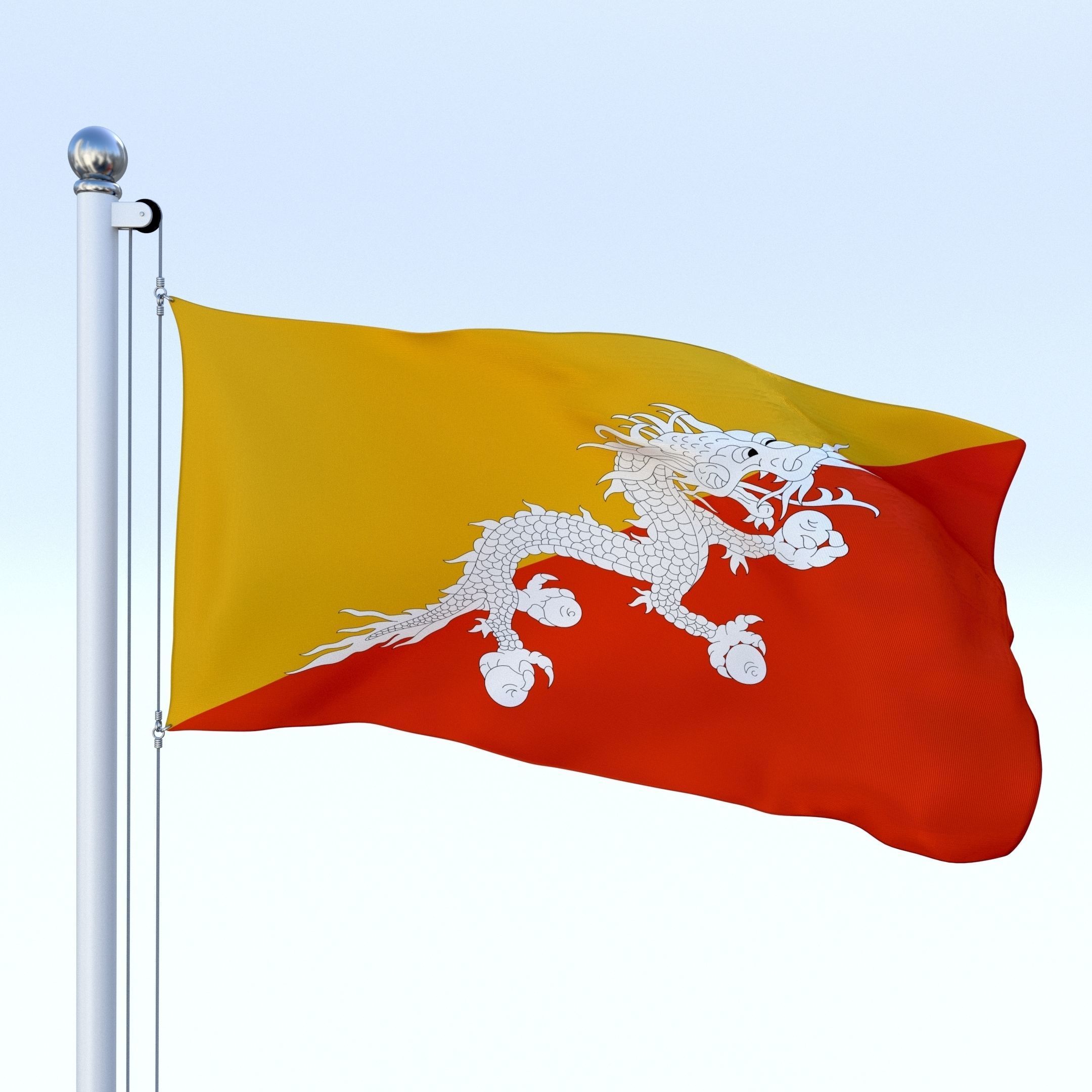 3D model Animated Kingdom of Bhutan Flag VR / AR / low-poly animated ...