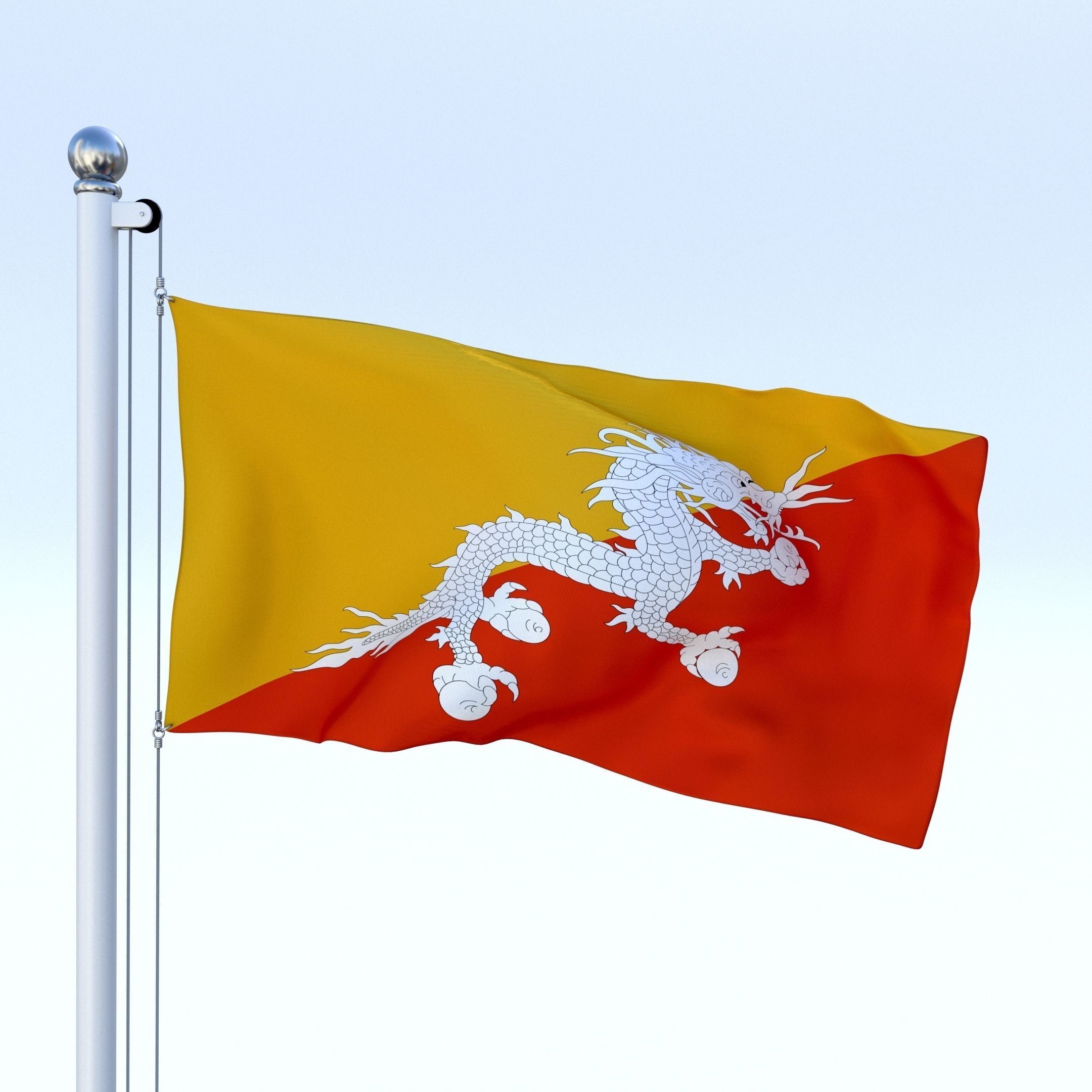 3D model Animated Kingdom of Bhutan Flag VR / AR / low-poly animated ...