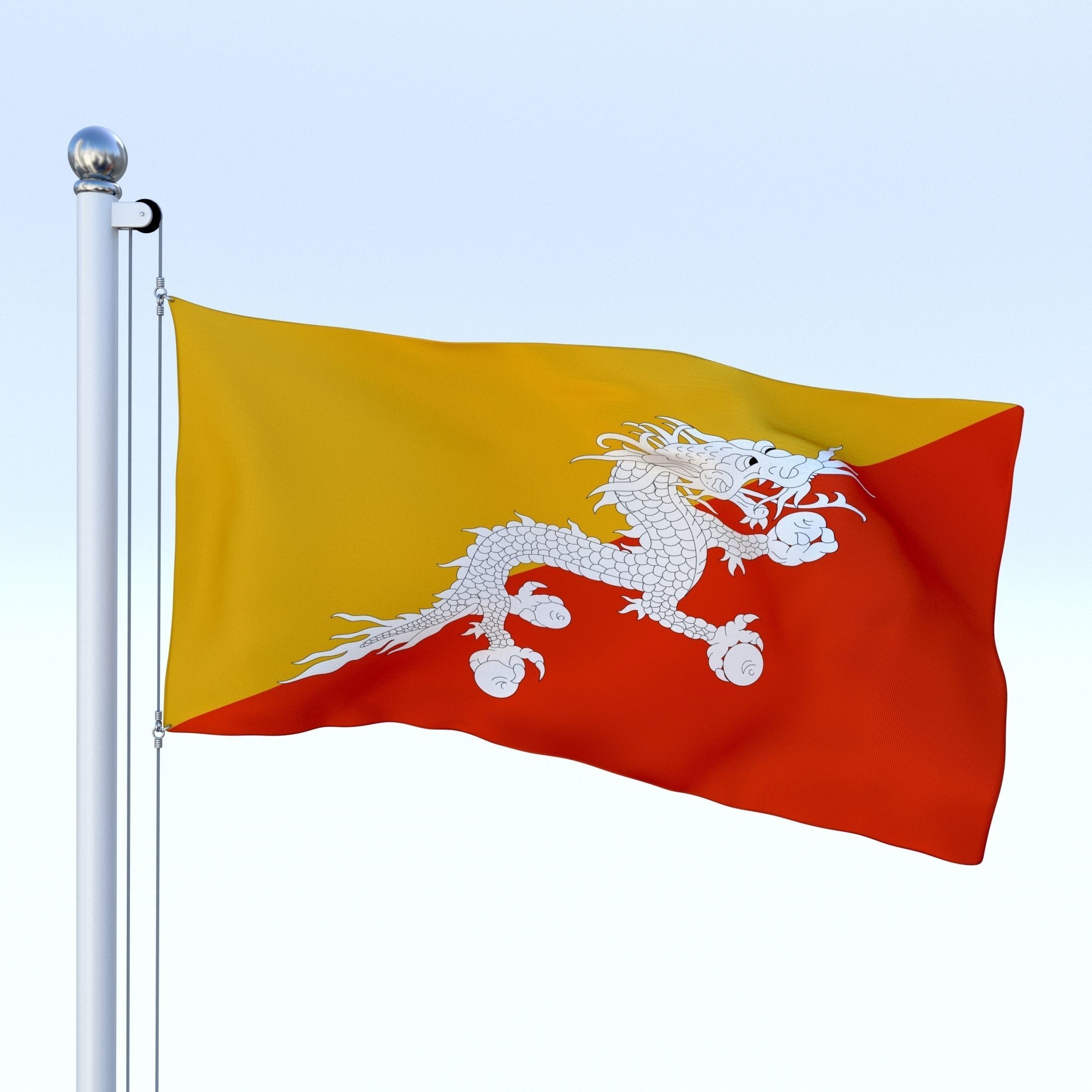 3D model Animated Kingdom of Bhutan Flag VR / AR / low-poly animated ...