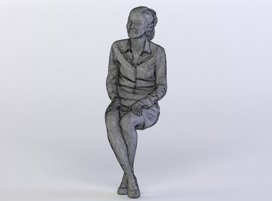 Petra 0136 Woman sitting, looking up 3D model | CGTrader