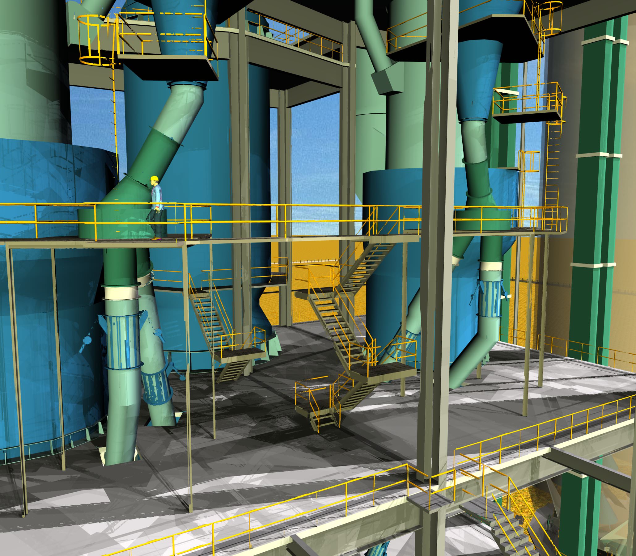 Cyclone Preheater Cement Plant free 3D model | CGTrader