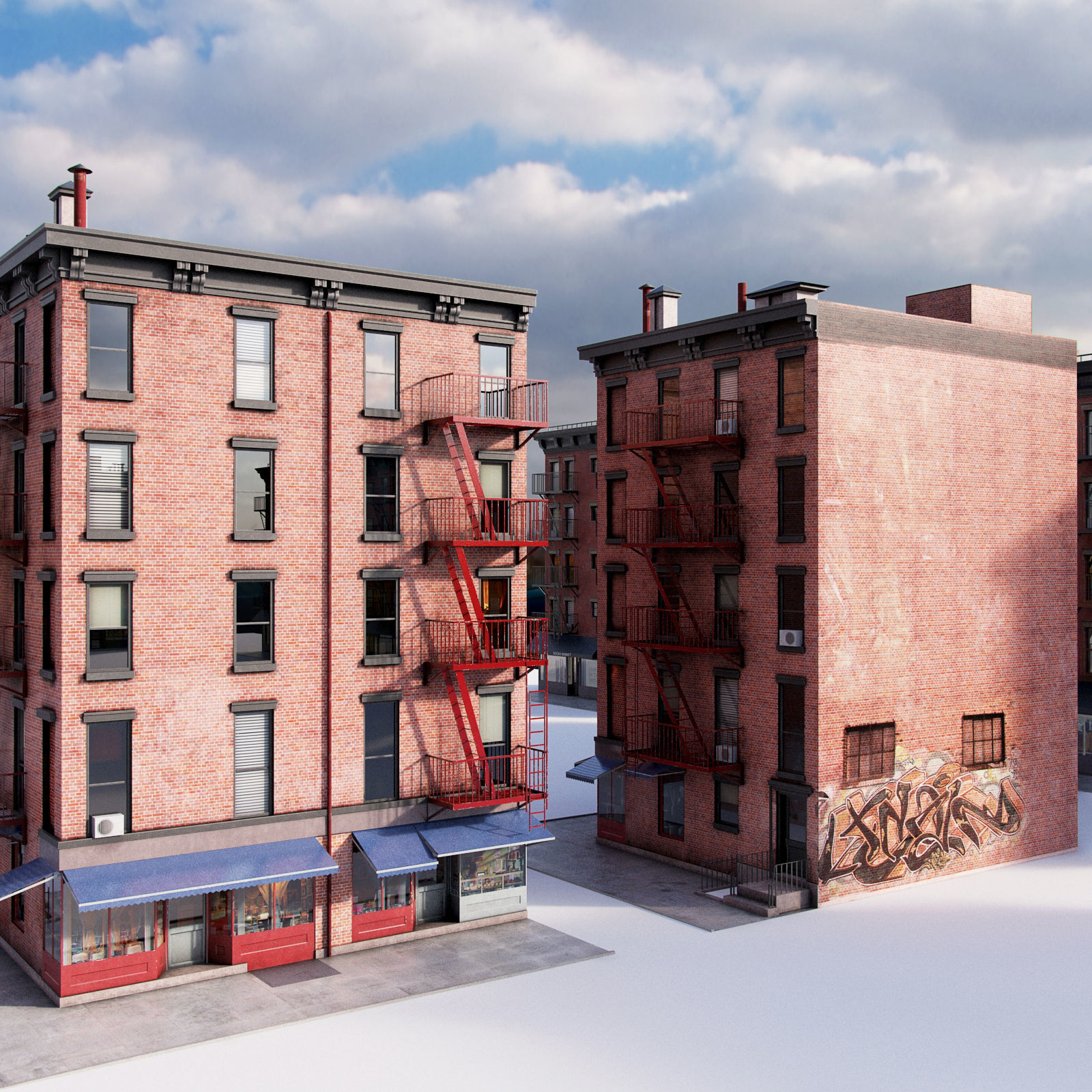 3D model Chicago brick building VR / AR / low-poly | CGTrader