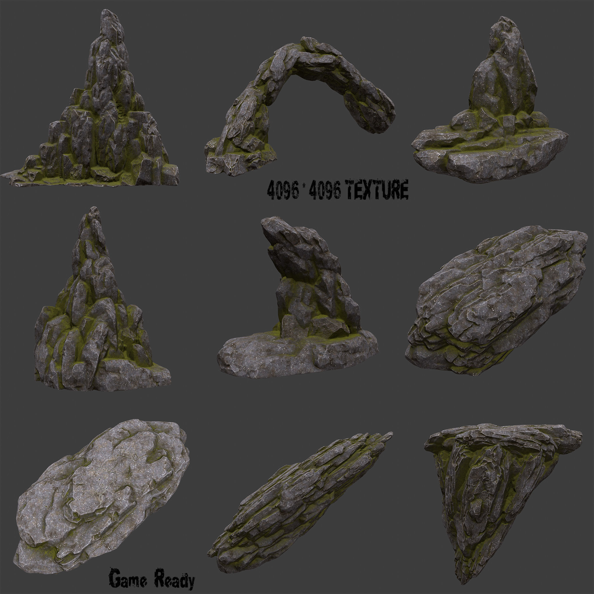 3D model Rock Set rocky terrain texture pack VR / AR / low-poly | CGTrader