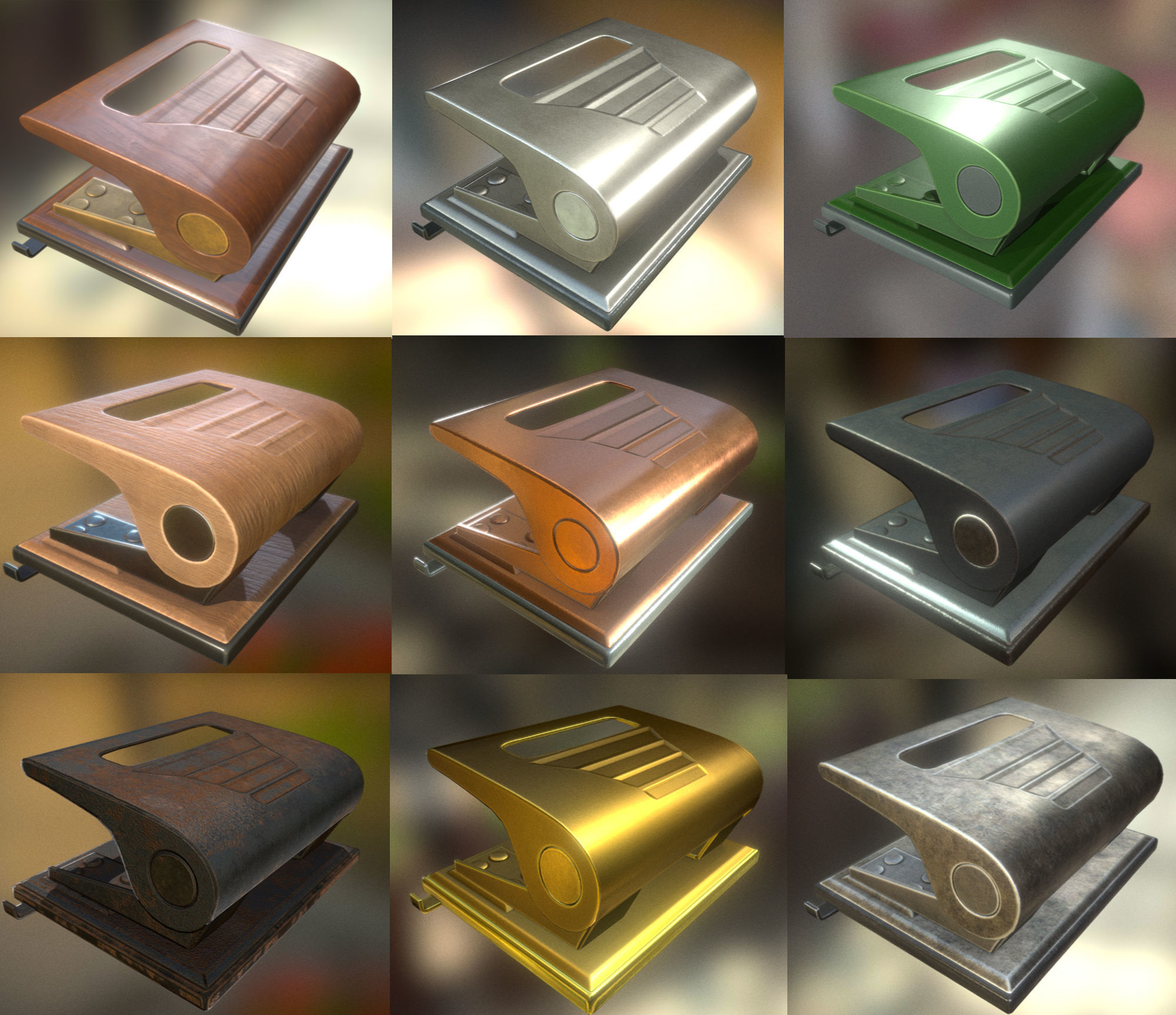 3D model Hole Punch Pack Rigged And Animated - Gameready - PBR VR / AR ...