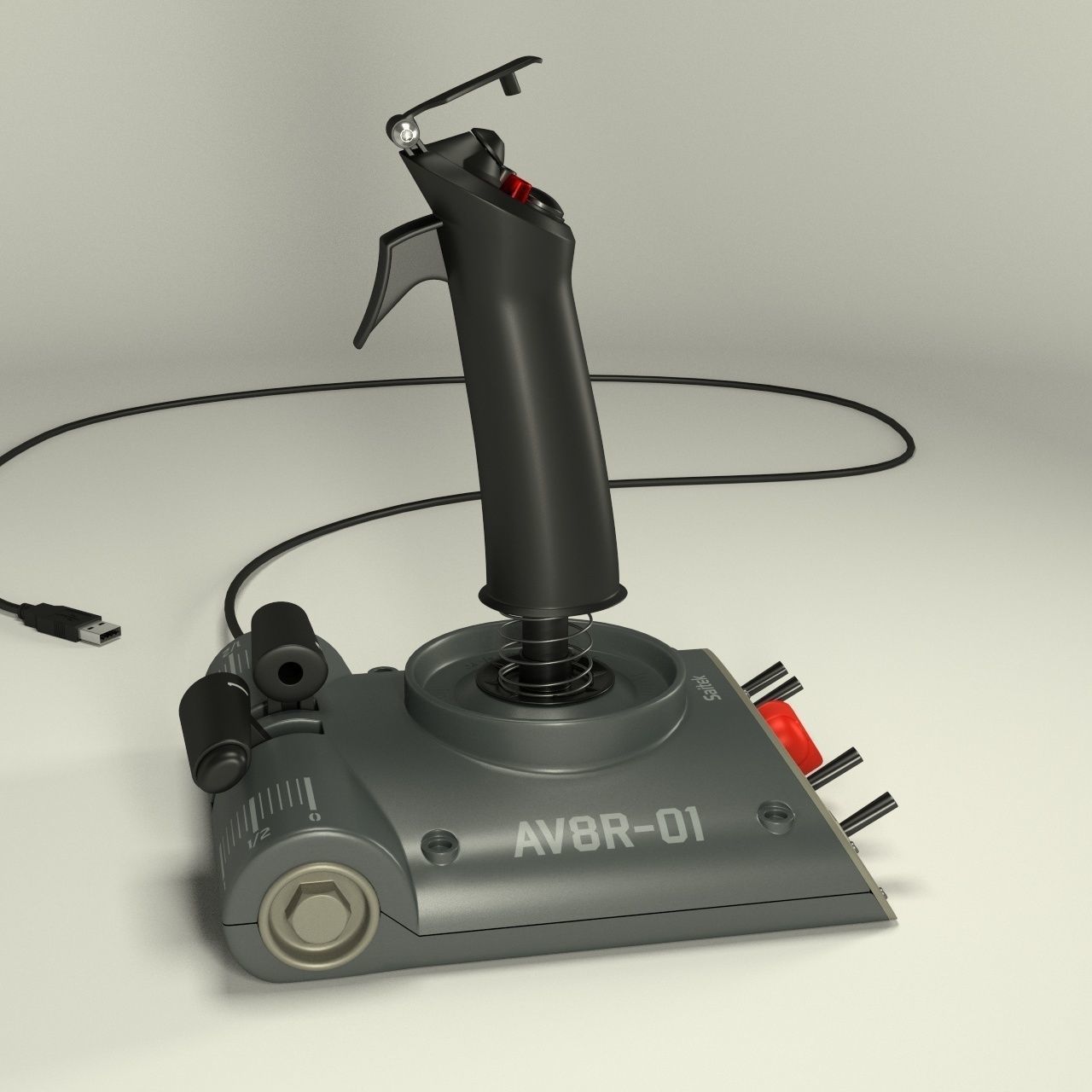 Saitek AV8R joystick 3D model rigged | CGTrader