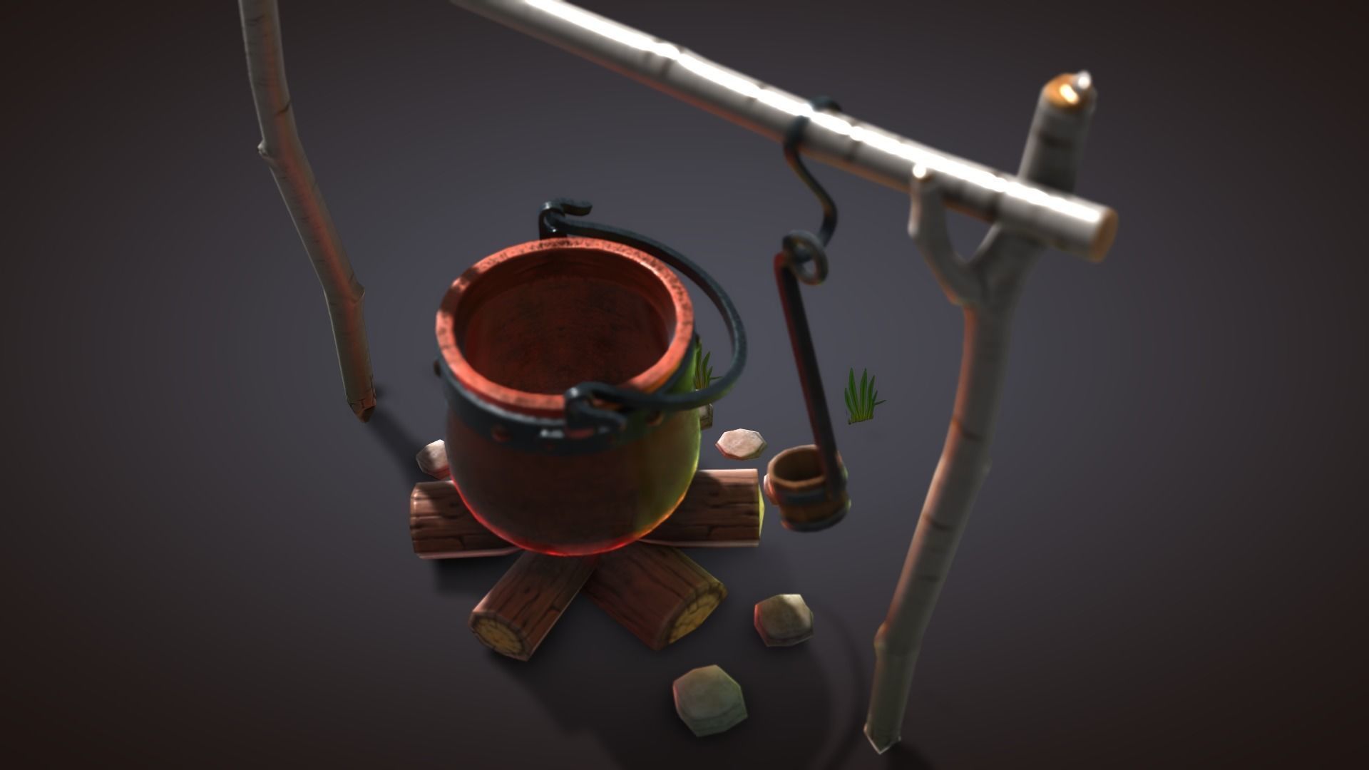 3D model Camp Fire Cauldron VR / AR / low-poly | CGTrader