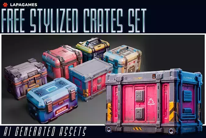 Free Stylized Crates Set free 3D model | CGTrader