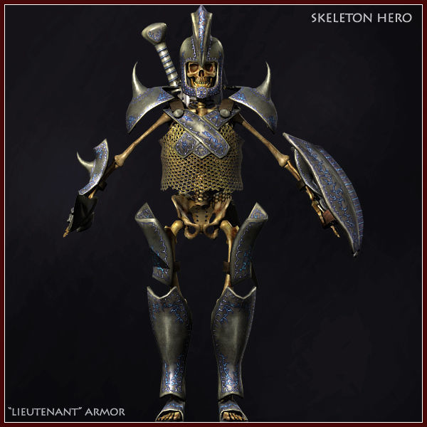 3D model SKELETON HERO PLAYABLE CHARACTER VR / AR / low-poly rigged ...