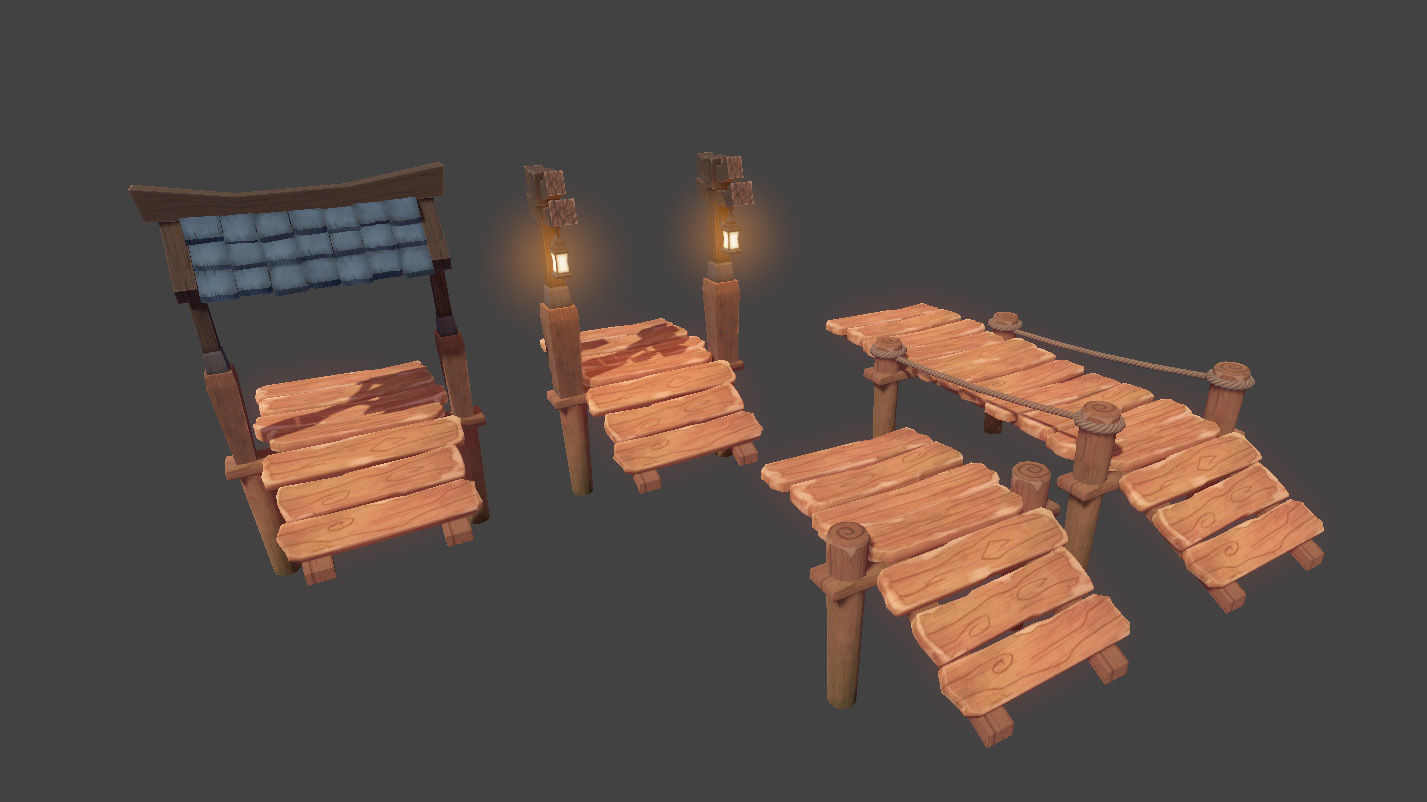 3D model Toon Modular Bridge - Game Props VR / AR / low-poly | CGTrader