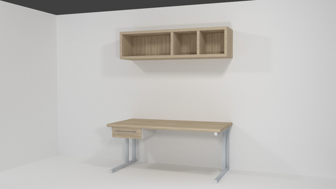 3D model Work desk and a shelf VR / AR / low-poly | CGTrader