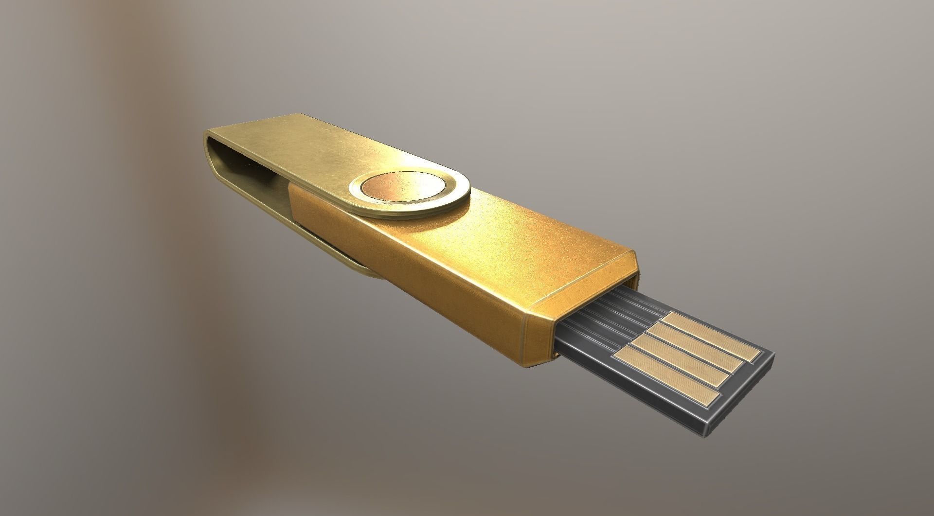 3D model USB Stick Low Poly Gold Version - Gameready - PBR VR / AR ...