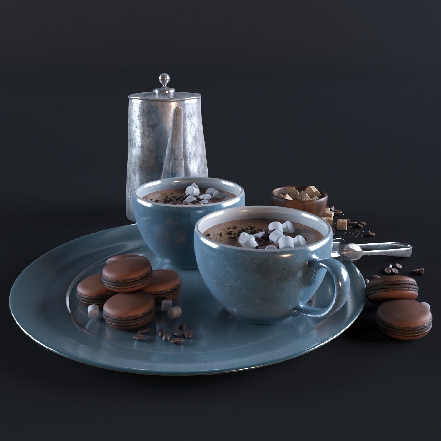 Hot chocolate set 3D model | CGTrader