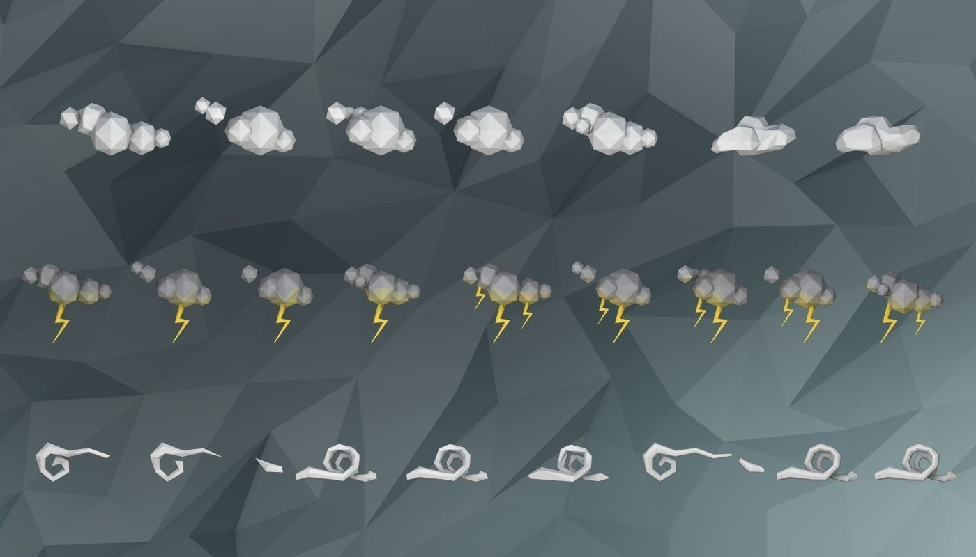 3D model Low poly clouds cloud VR / AR / low-poly | CGTrader