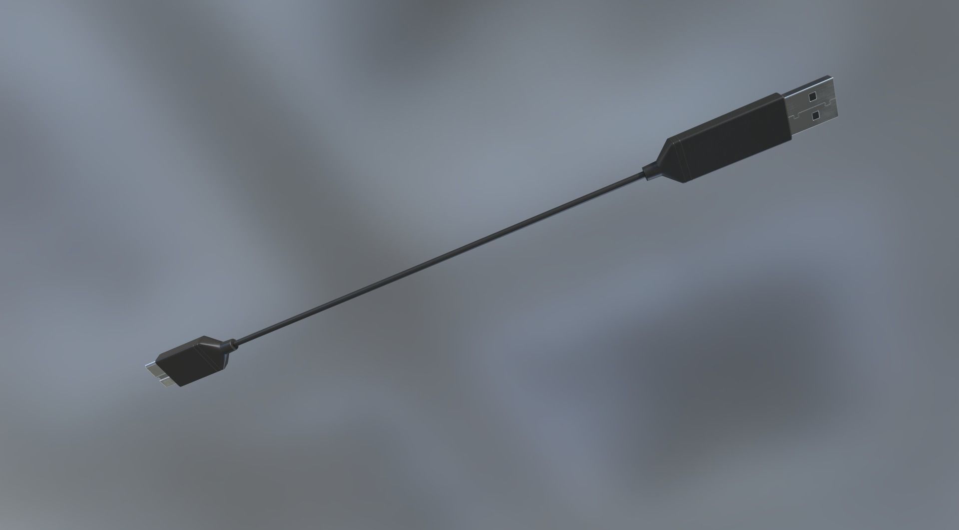 3D model USB 3 Cable Rigged Low Poly Version - Gameready - PBR Textures ...