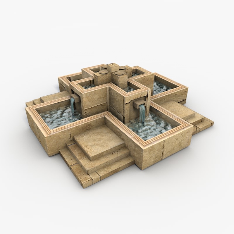 3D model Low poly Fountain with stairs VR / AR / low-poly | CGTrader