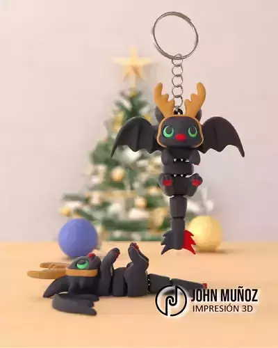 Toothless Reindeer - articulated version and keychain 3D model 3D ...