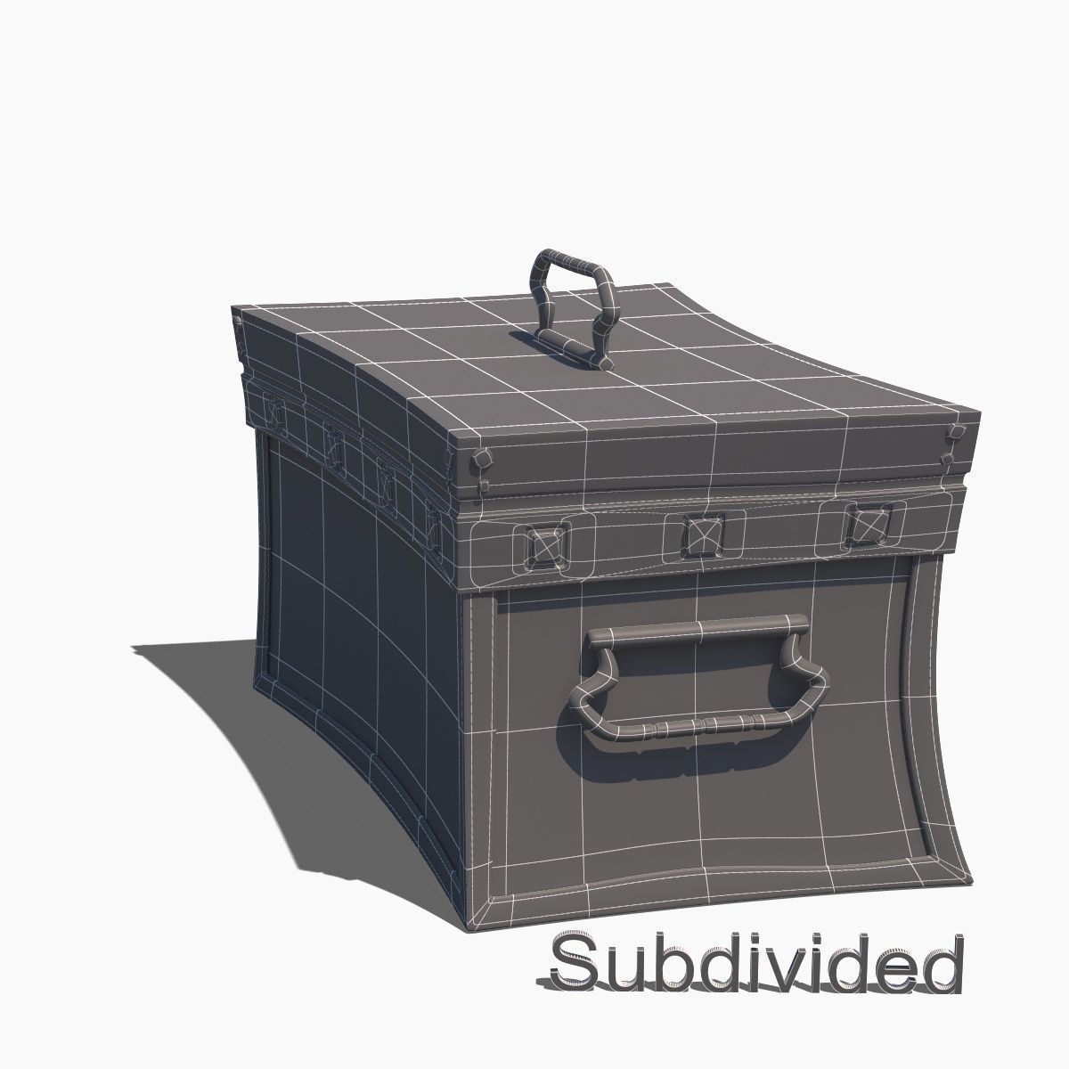 3D model HQ lowpoly chest cartoonish stylized wooden draped VR / AR ...