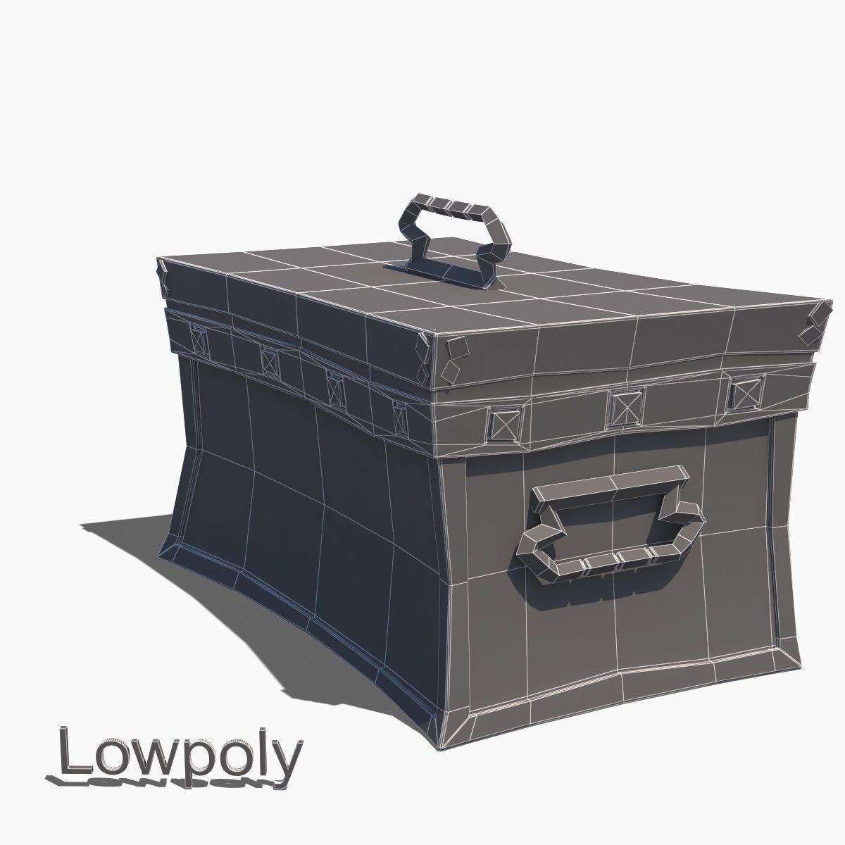 3D model HQ lowpoly chest cartoonish stylized wooden draped VR / AR ...