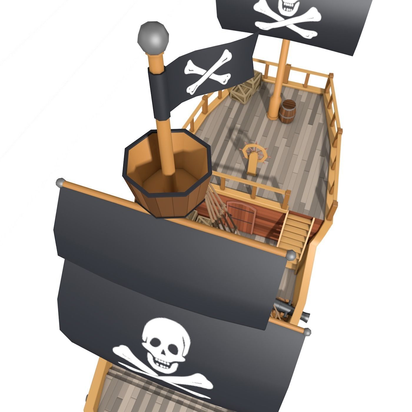3D model Low Poly Pirate Ship VR / AR / low-poly | CGTrader