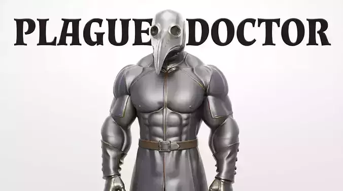 3D model plague doctor bulky character HIGH AND LOW POLY VR / AR / low ...