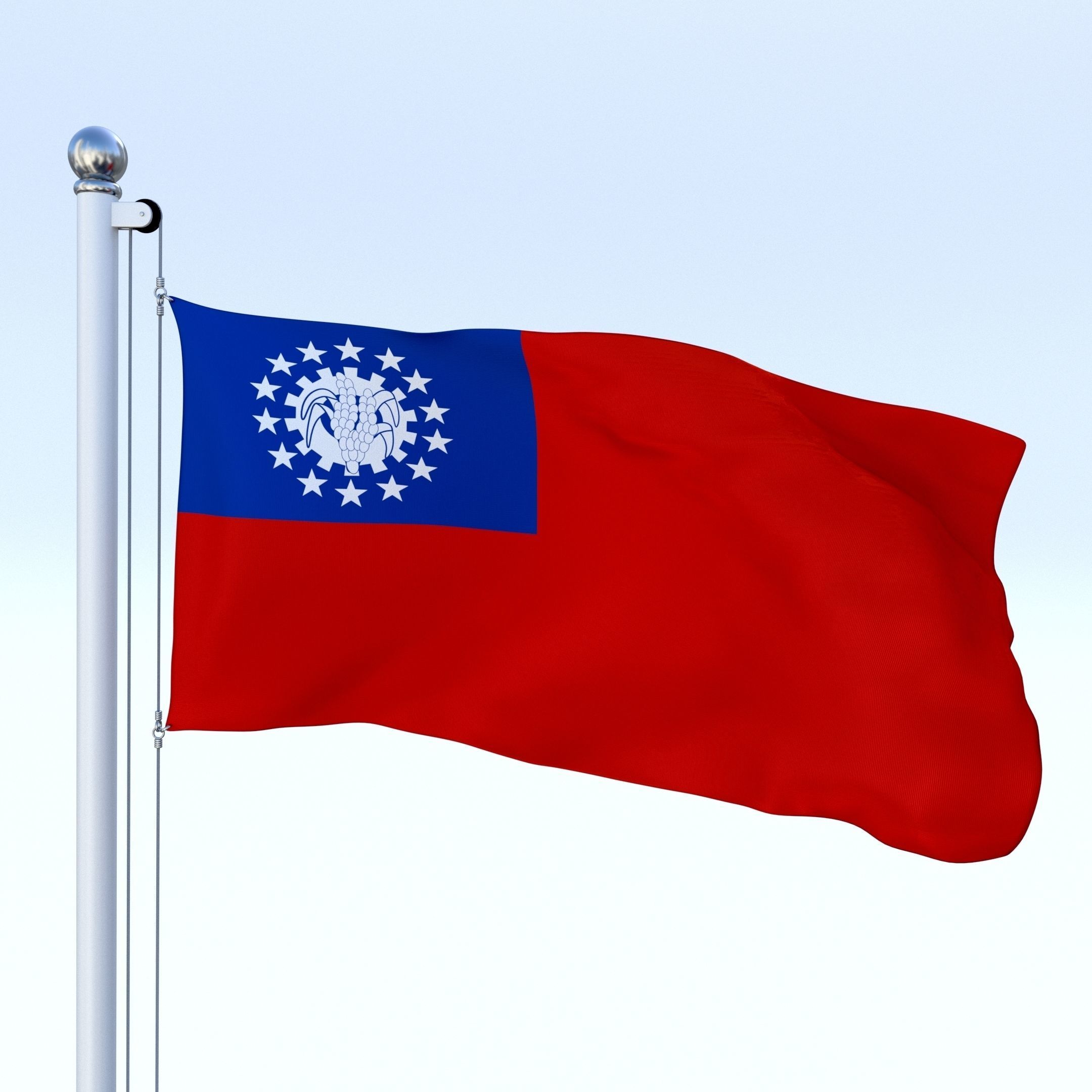 3D model Animated Myanmar Flag VR / AR / low-poly animated | CGTrader