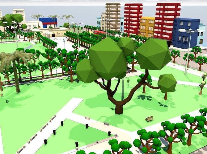 3D model Low poly small city VR / AR / low-poly | CGTrader