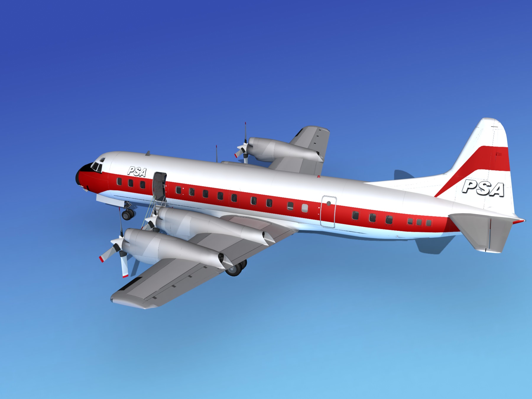 Lockheed L-188 Electra HP PSA 2 3D Model rigged .max .obj .3ds .lwo .lw ...