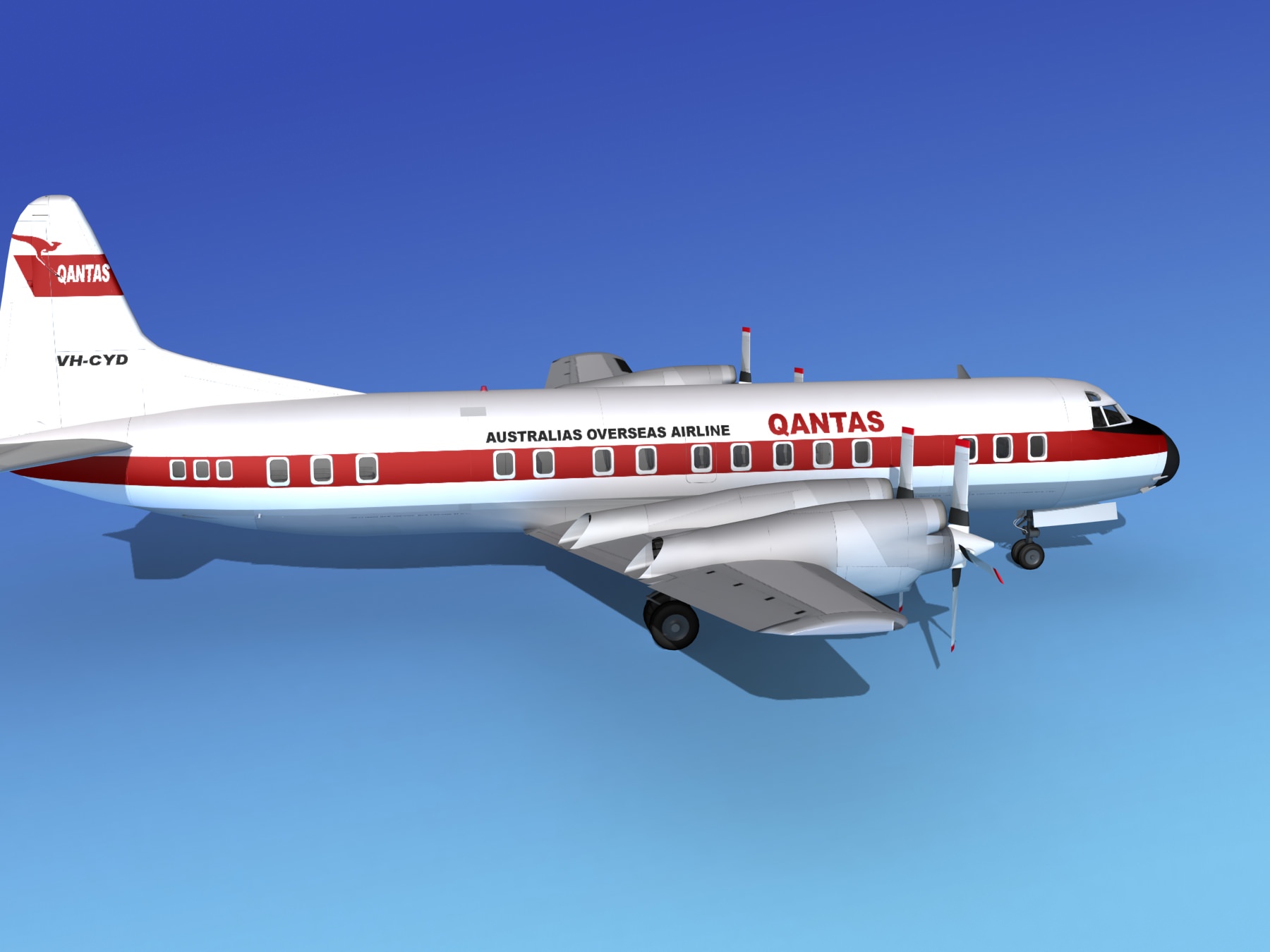 Lockheed L-188 Electra HP Qantas 3D Model rigged .max .obj .3ds .lwo ...