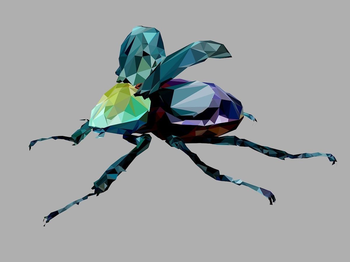 3D model Firefly Rhinoceros Beetle Low Polygon Art Insect VR / AR / low ...