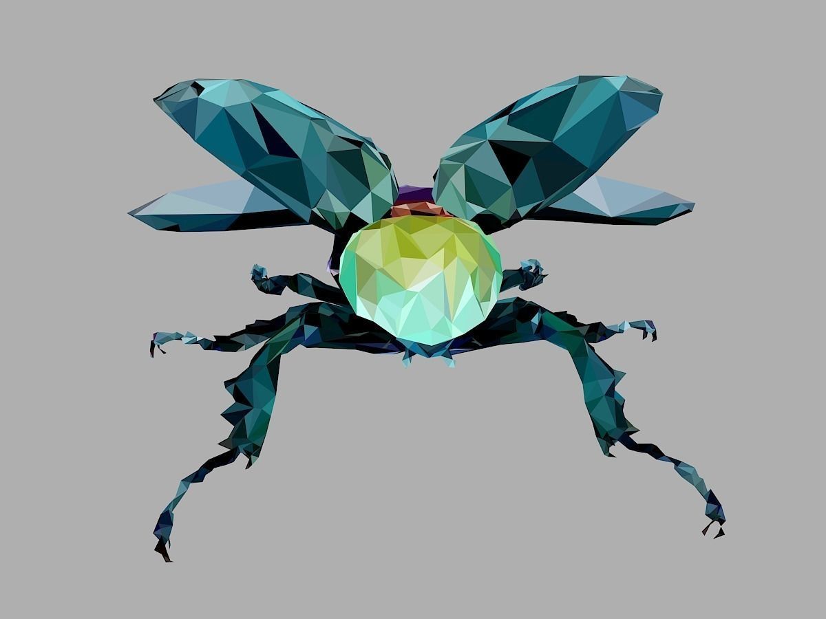 3D model Firefly Rhinoceros Beetle Low Polygon Art Insect VR / AR / low ...