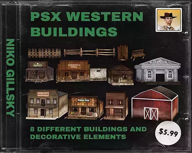 3D model PSX WESTERN BUILDINGS VR / AR / low-poly | CGTrader