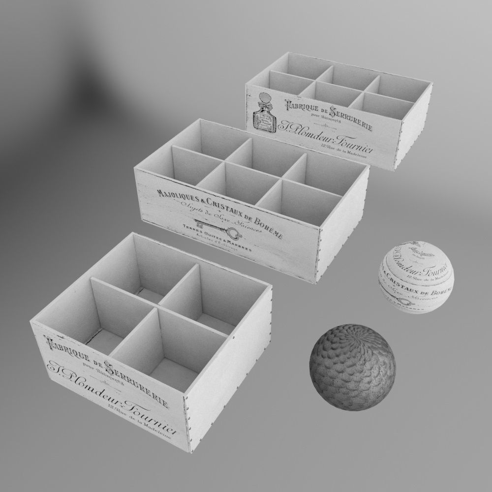 7 white decor boxes shabby chic 3D model | CGTrader