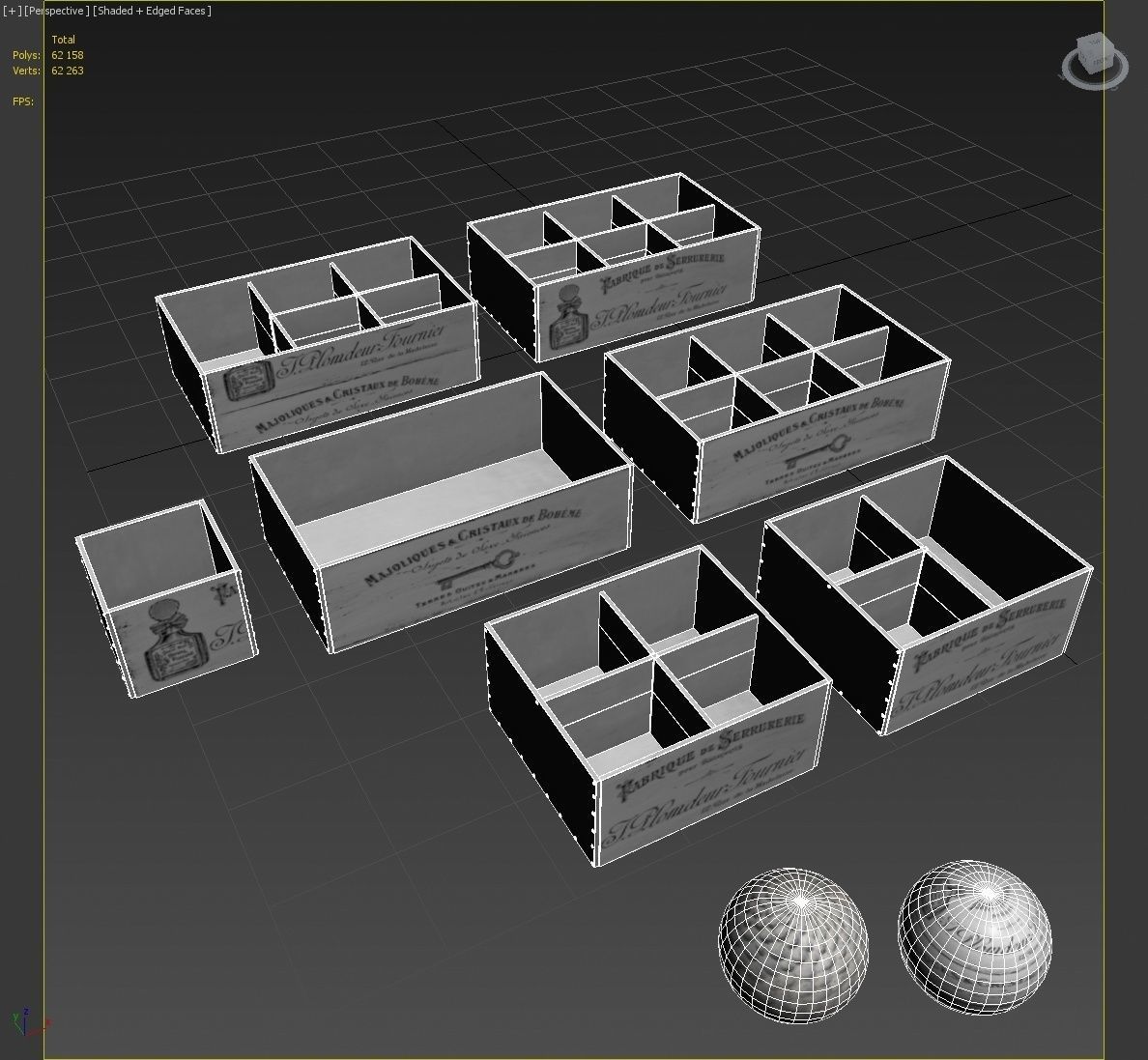 7 white decor boxes shabby chic 3D model | CGTrader
