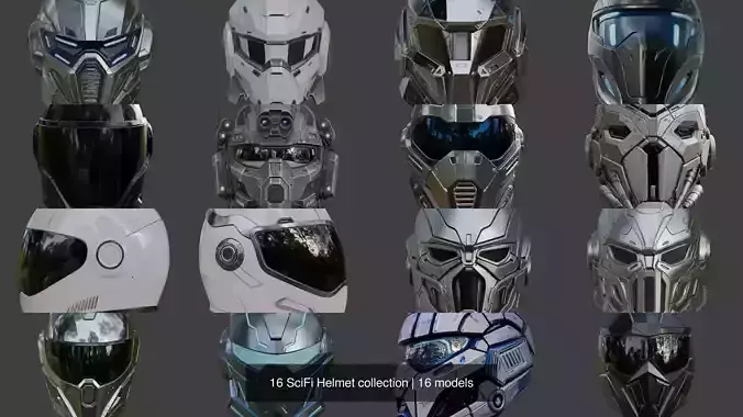 16 SciFi Helmet collection 3D Model Pack | CGTrader